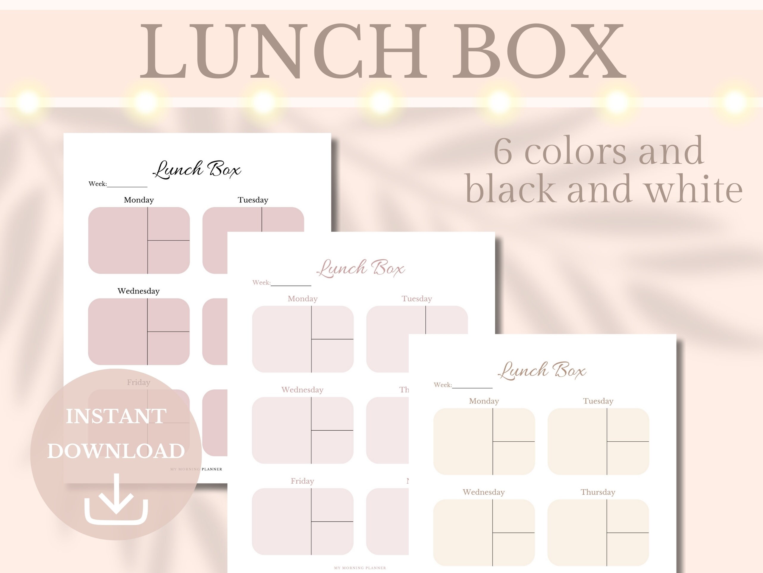 Lunch Box Planner Printable School Kids Lunchbox Ideas Back to School ...