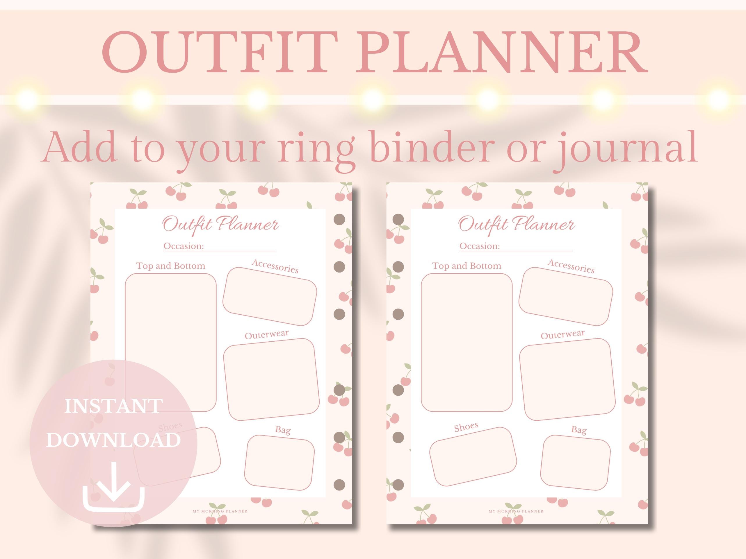Digital Outfit Planner Printable Capsule Wardrobe Log Clothes Organizer ...