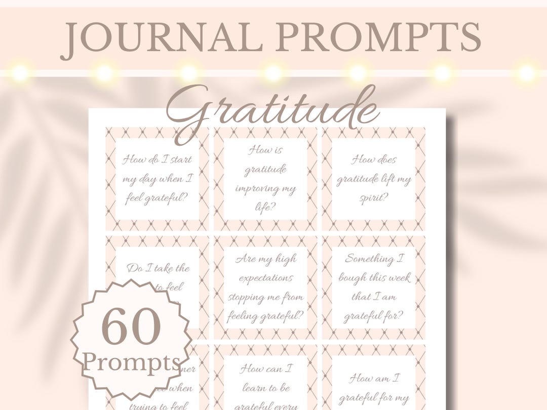 60 Gratitude Journal Prompt Cards Printable Conversation Cards ...