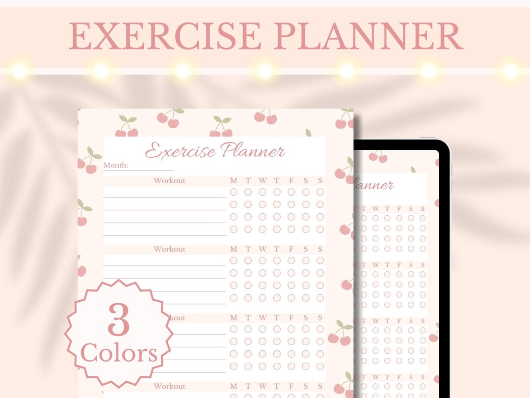 Digital Exercise Planner Printable Workout Tracker Fitness Schedule ...