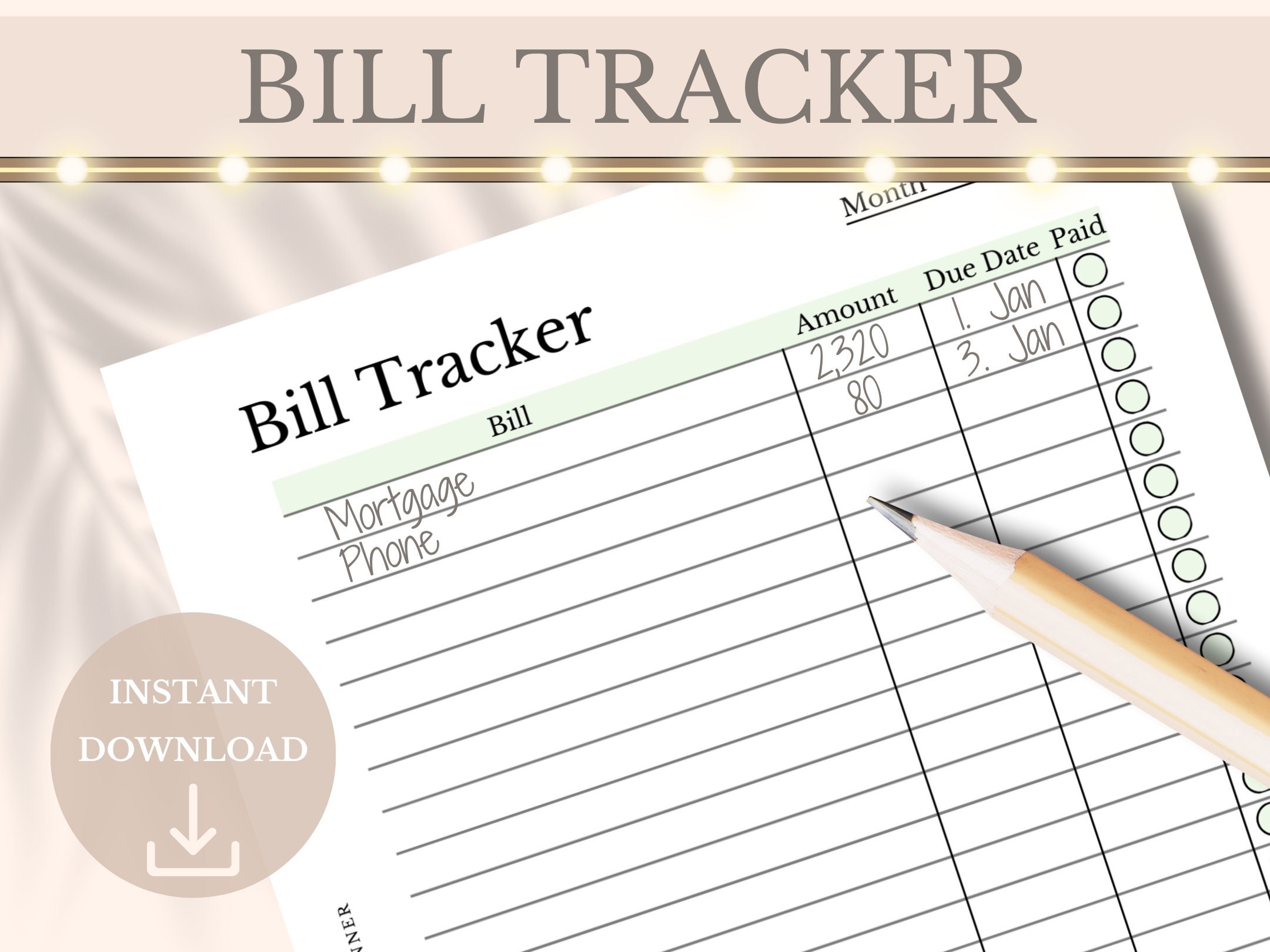 Bill Tracker B6 Printable Planner, 5,3"x7" 2 Page Spread Finance ...