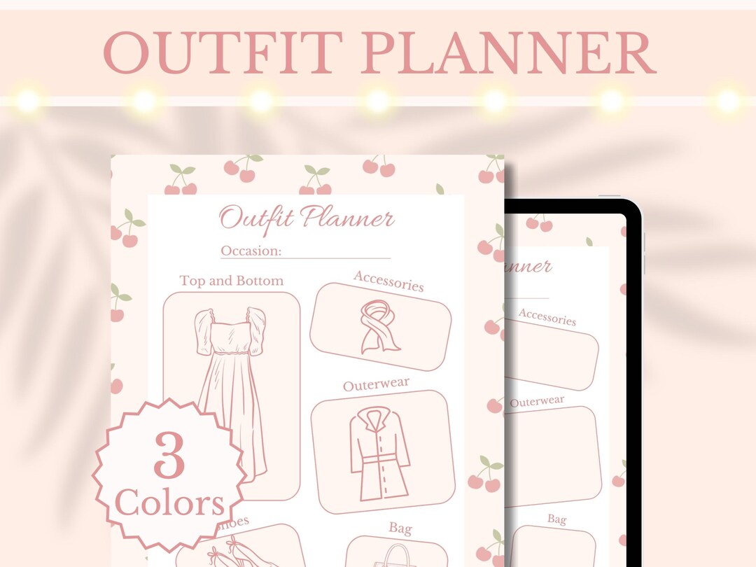 Digital Outfit Planner Printable Capsule Wardrobe Log Clothes Organizer ...