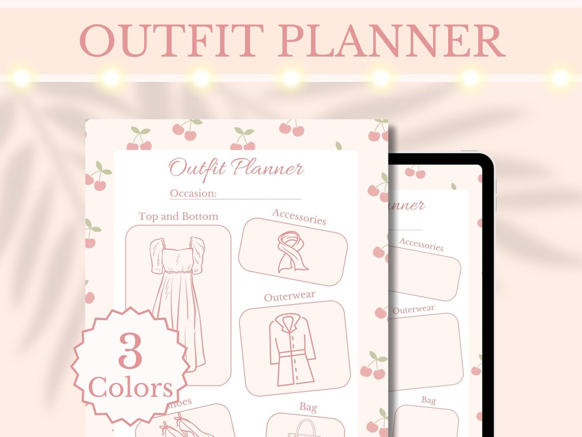 Digital Outfit Planner Printable Capsule Wardrobe Log Clothes Organizer ...