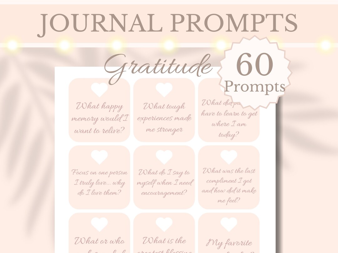60 Gratitude Journal Prompt Cards Printable Journaling Prompts ...