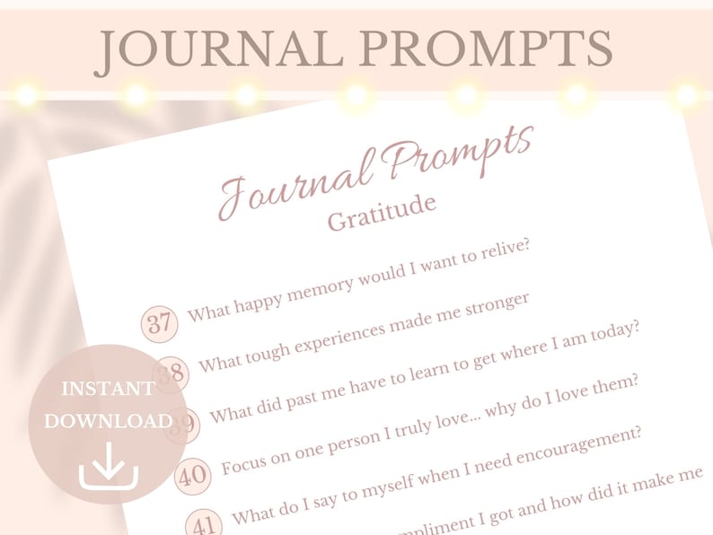 60 Journal Prompts Printable Gratitude Journaling Prompts Reflection ...