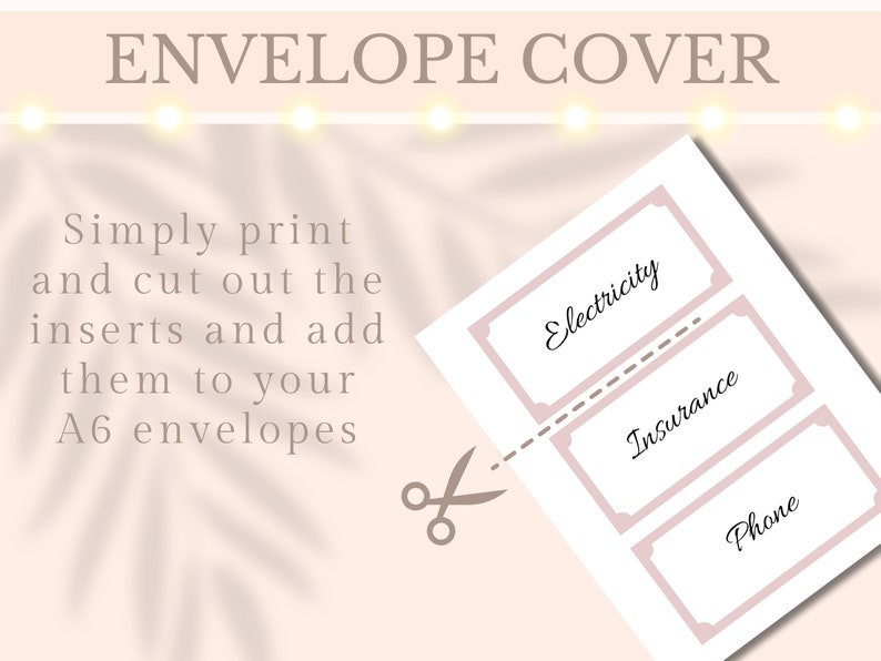 60 Cash Envelope Cover Inserts Printable Dashboards for A6 Envelopes ...