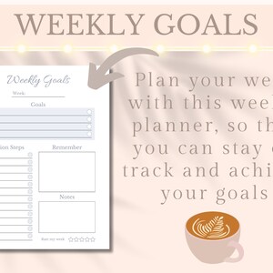 Weekly Goal Setting Printable Planner, to Do List Productivity Tracker ...