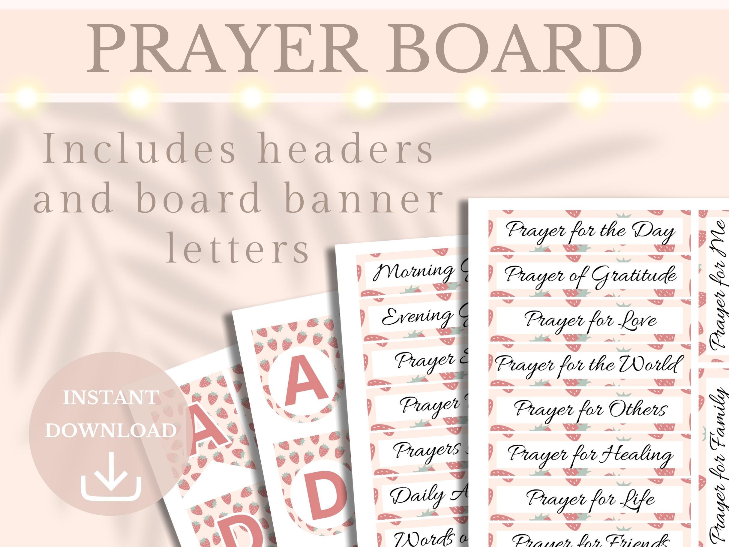 Prayer Board Kit Printable Strawberry Bulletin Board Kit Christian ...
