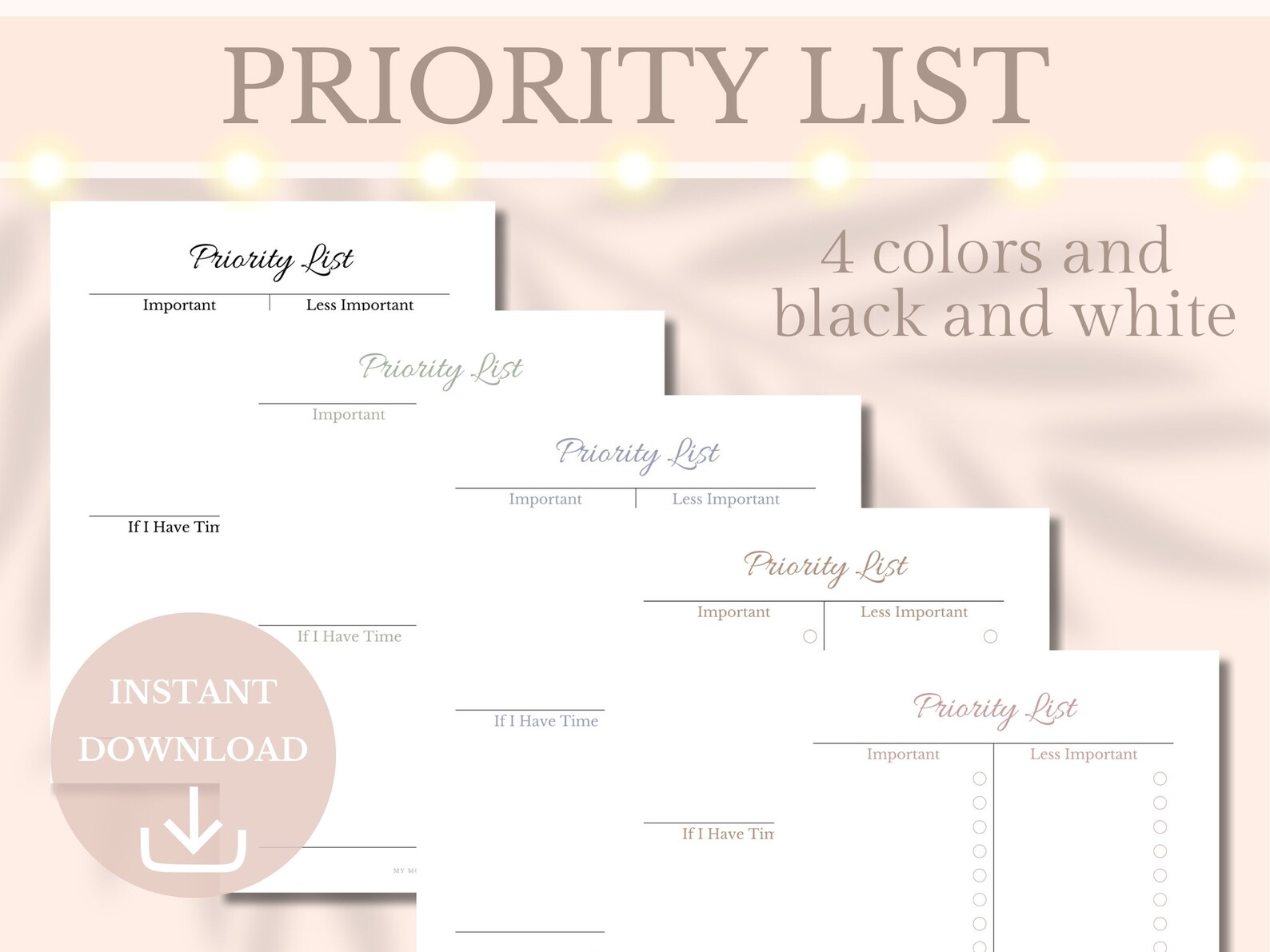 Priority List Printable to Do List Task Management Priority Matrix ...