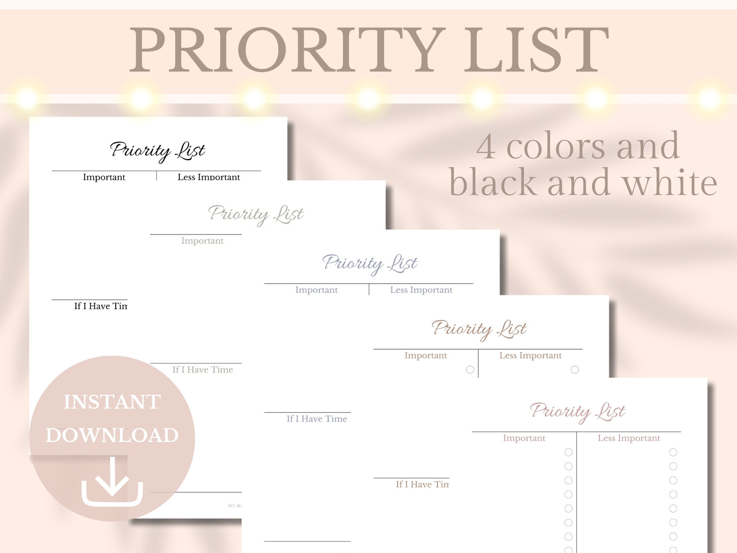 Priority List Printable to Do List Task Management Priority Matrix ...