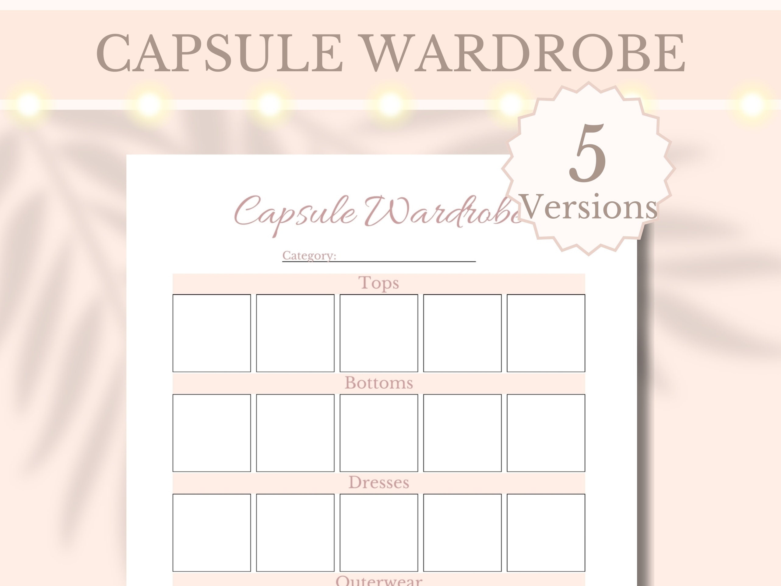 Capsule Wardrobe Printable Outfit Planner Clothes Organizer Minimalist ...