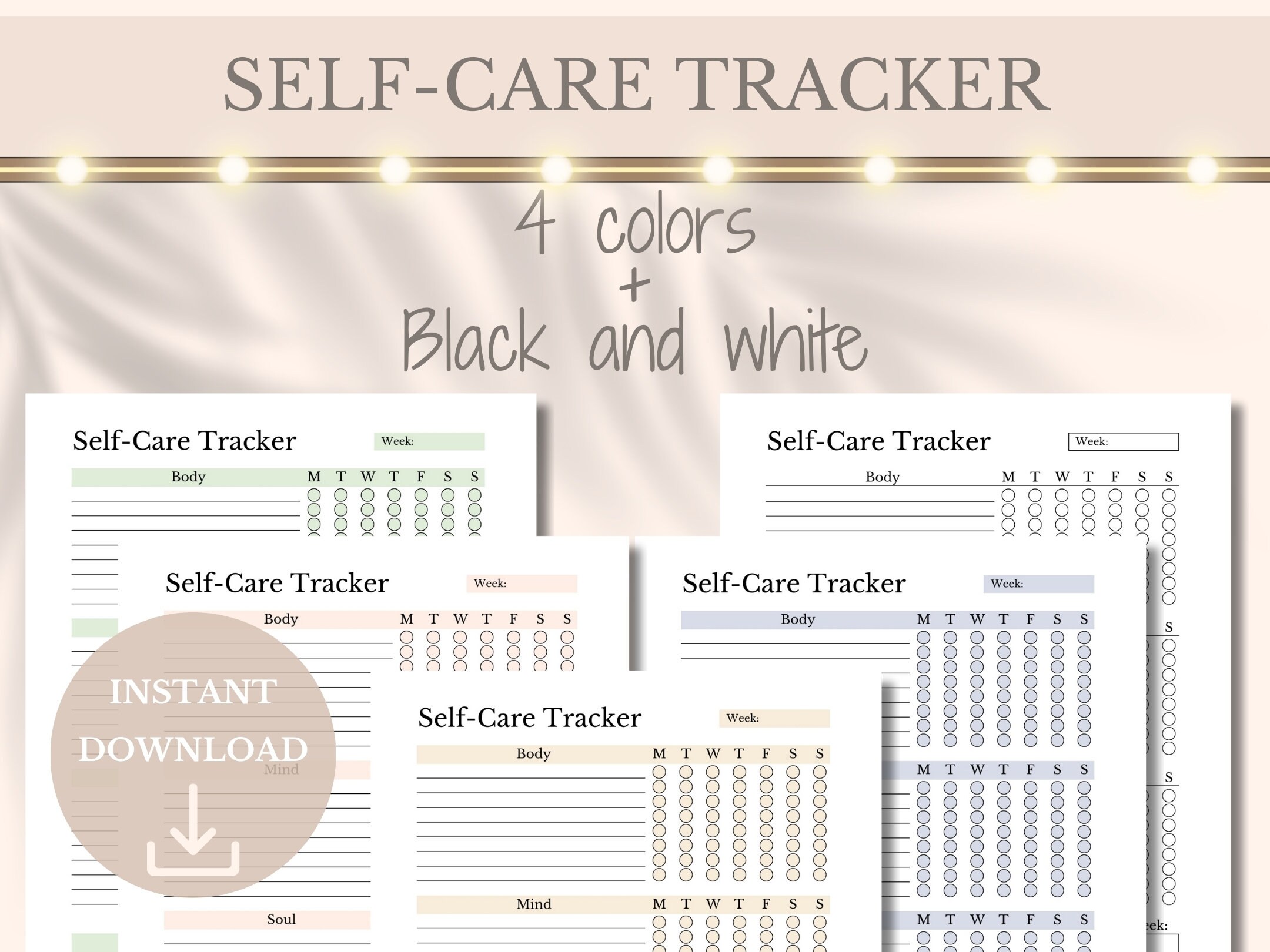 Self Care Tracker Printable Template Checklist, Weekly Selfcare Planner ...