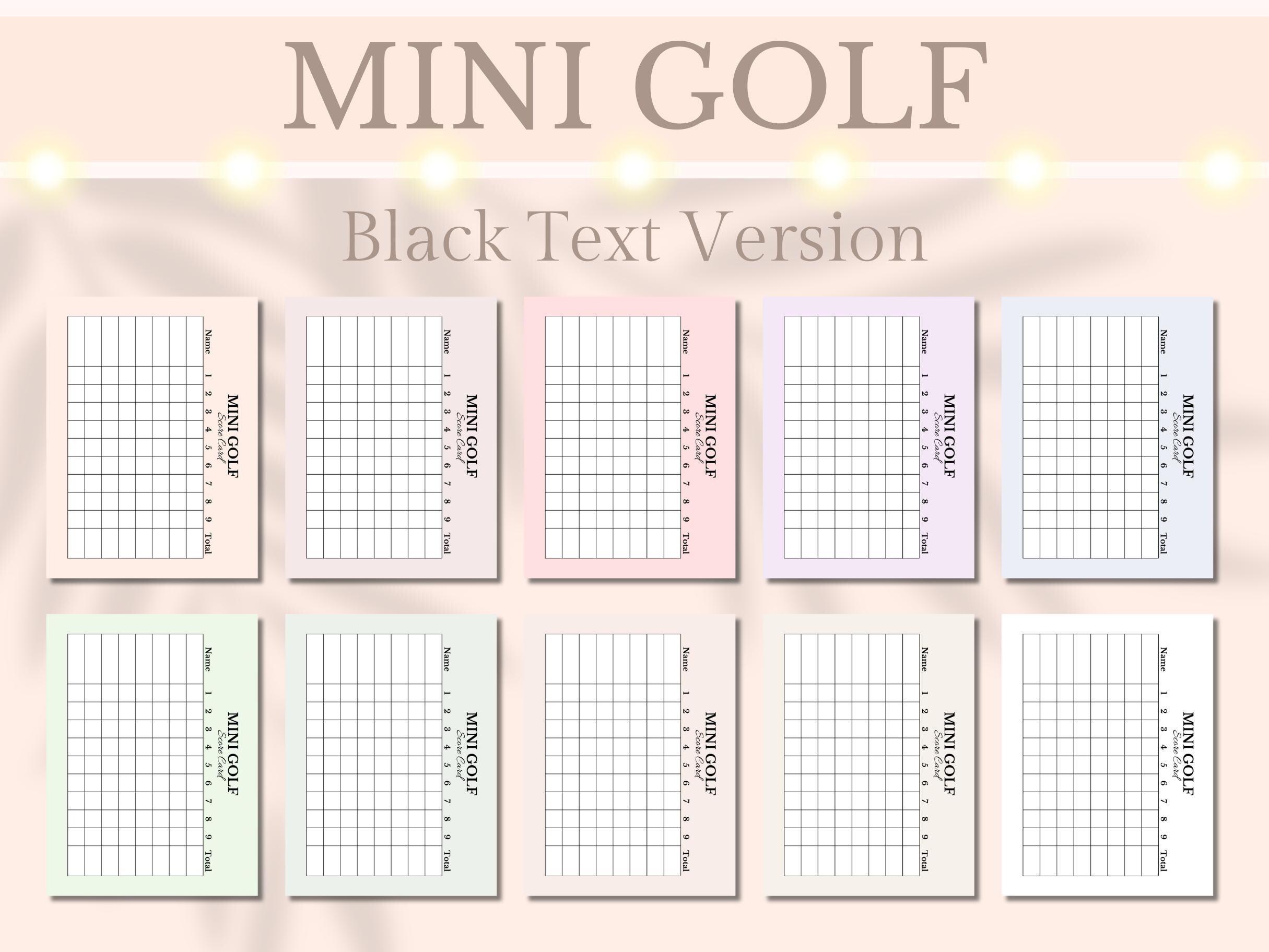 Digital Mini Golf Score Card Miniature Golf Scorecard Birthday Mini ...