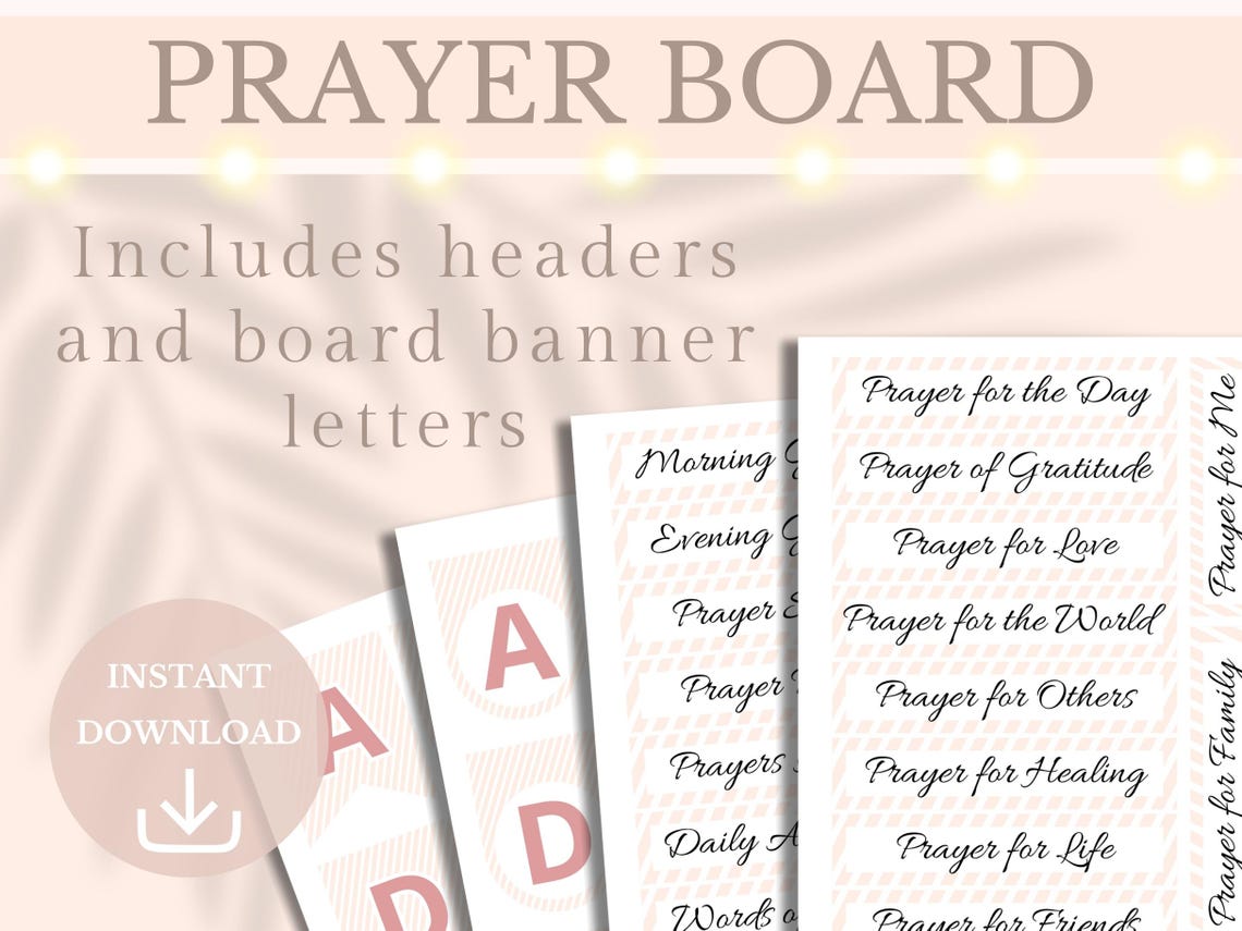 Prayer Board Kit Printable Christian Prayer Board Bulletin Board Kit ...