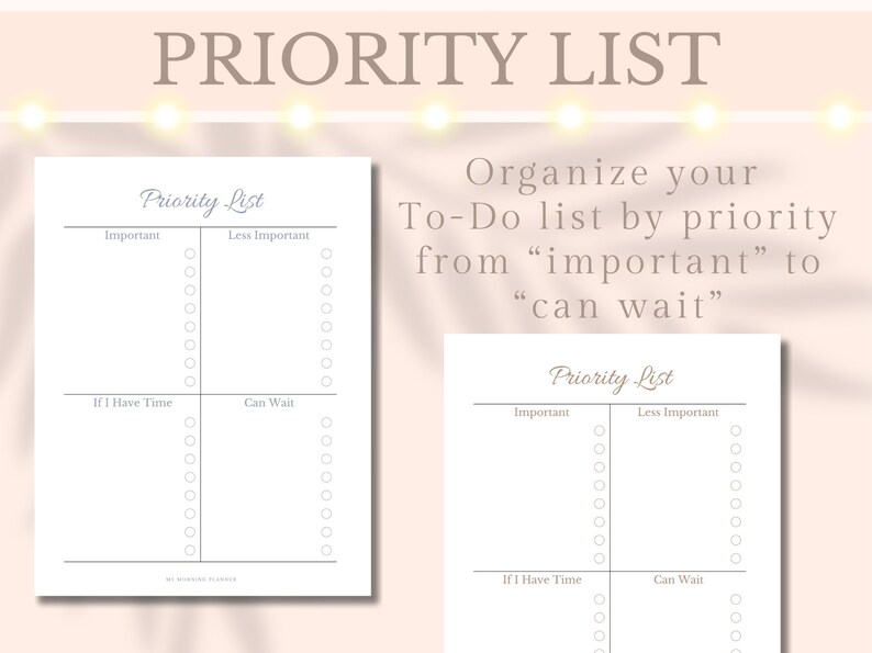 Priority List Printable to Do List Task Management Priority Matrix ...