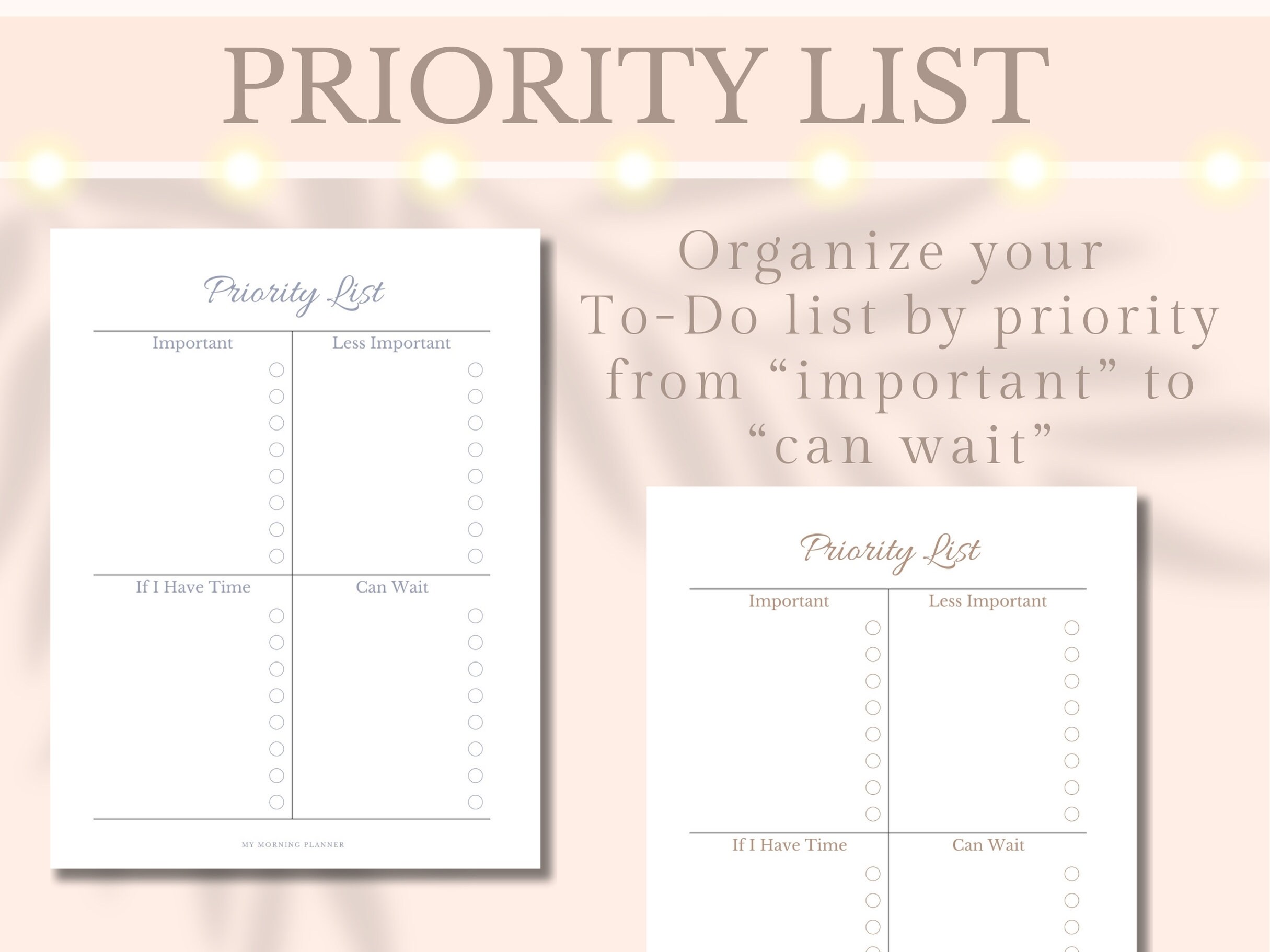 Priority List Printable to Do List Task Management Priority Matrix ...