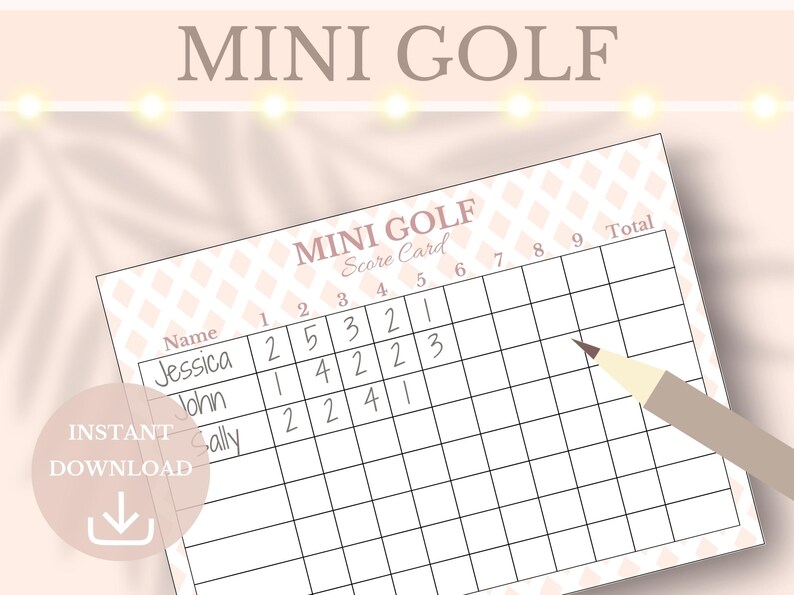 Mini Golf Score Card Printable Miniature Golf Scorecard Bachelorette ...