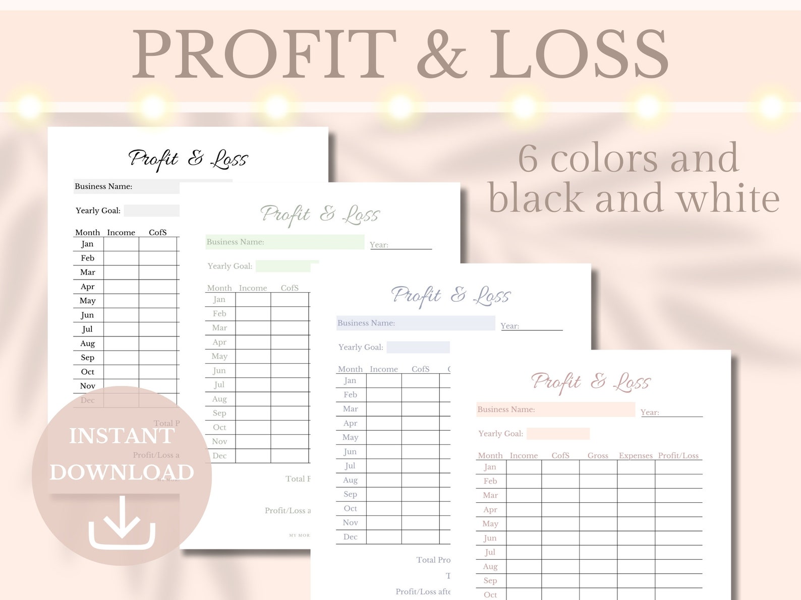 Yearly Profit and Loss Income Statement for Small Business PRINTABLE ...