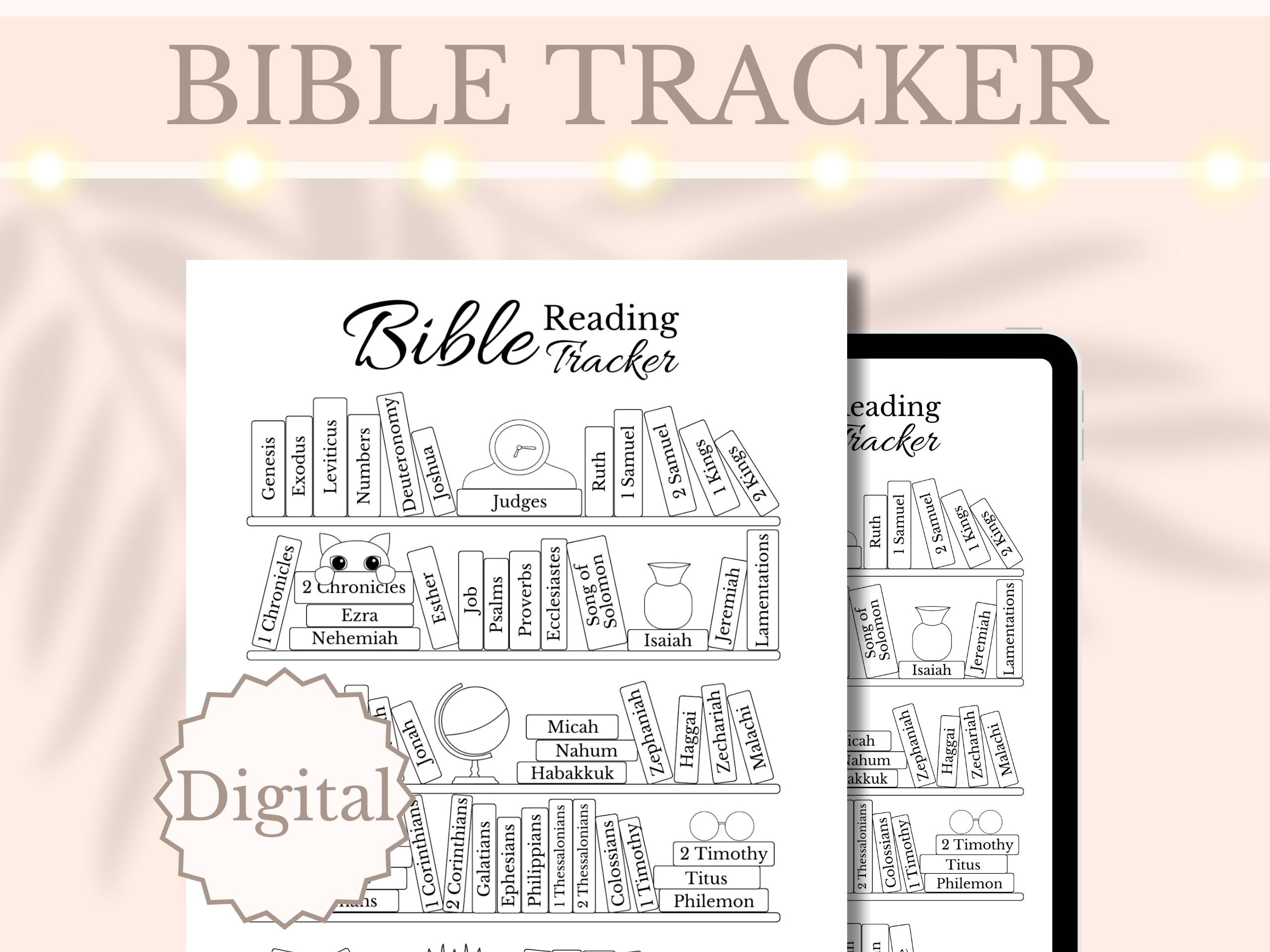 Bible Reading Tracker Bookshelf Printable and Digital Bible Reading ...