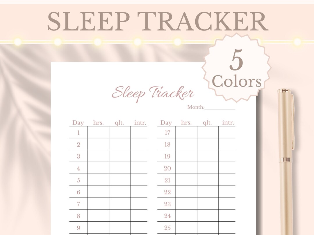 Sleep Tracker Printable Monthly Log, Sleep Cycle Journal Quality Rating ...