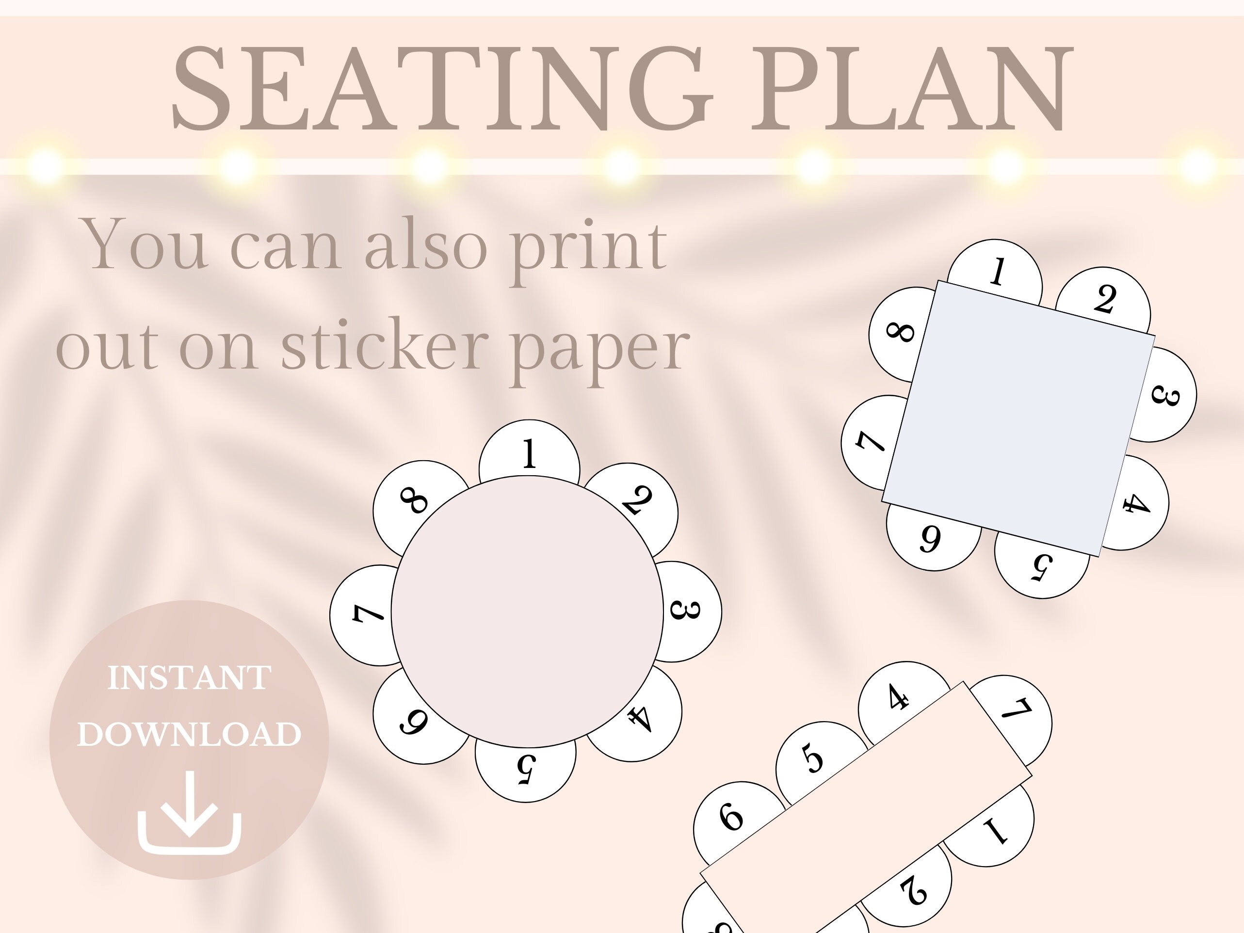 Wedding DIY Table Seating Planner PRINTABLE Paper Cutouts Event ...
