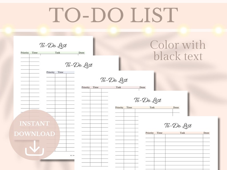 To Do List Printable Task Checklist Productivity Tracker Minimalist ...