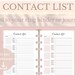 Contact List Printable Address Book Insert, Contact Directory Phone ...