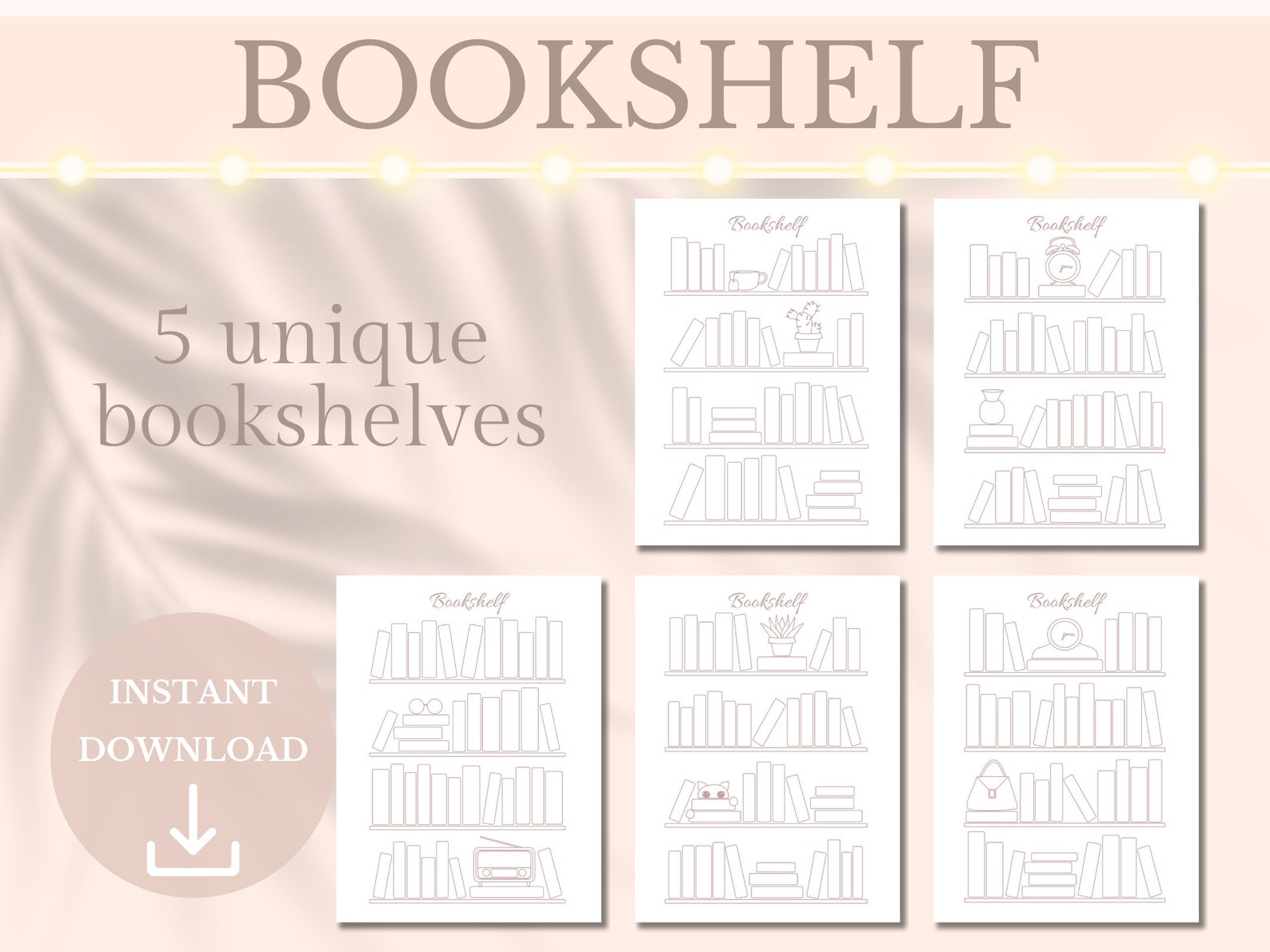 Bookshelf Reading Tracker Printable Planner, 5 Colorful Bookshelf ...