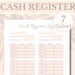 Cash Register Log Printable Cashier Shop Closing Drawer Till Balance ...