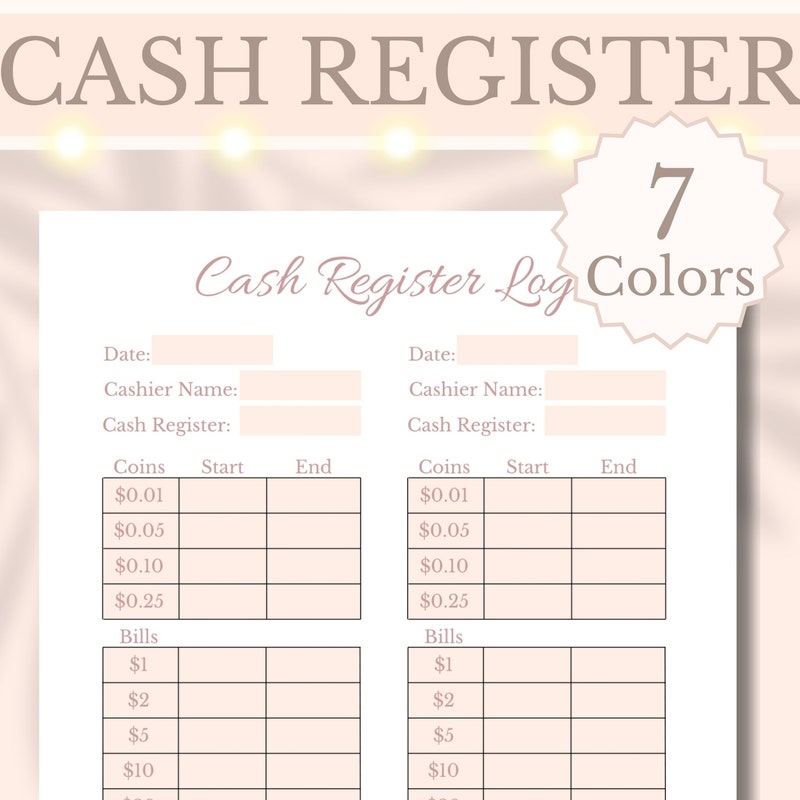Daily Cash Log Template - Etsy