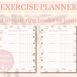 Digital Exercise Planner Printable Workout Tracker Fitness Schedule ...