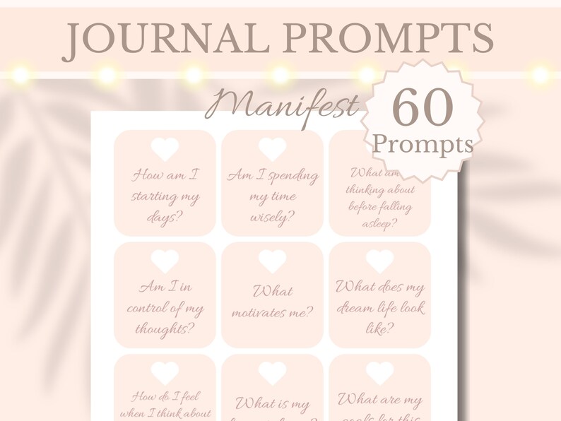 60 Journal Prompt Cards Printable Manifestation Tool Journaling Prompts ...