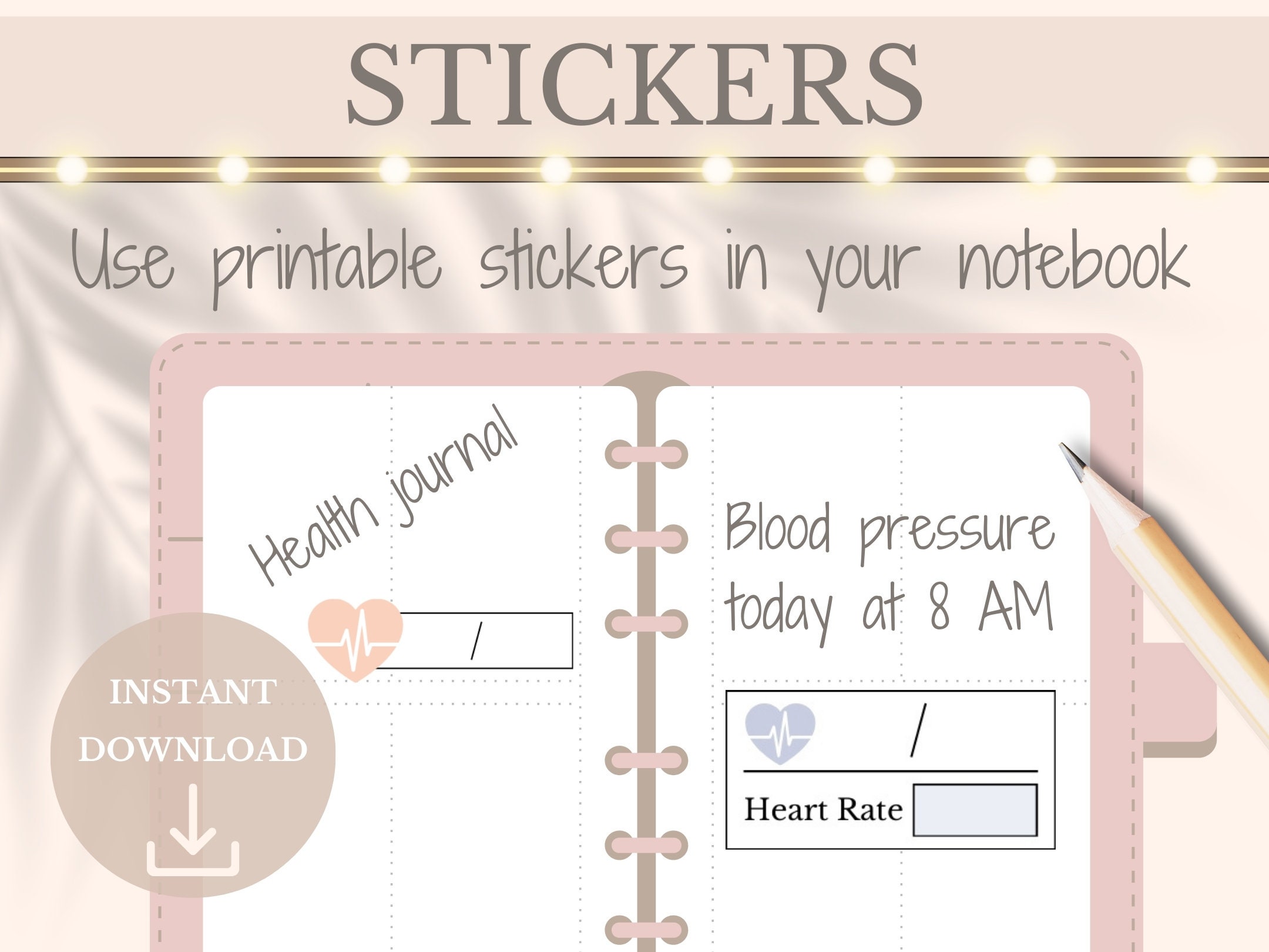 Blood Pressure Printable Stickers Heart Rate Tracker Hypertension ...