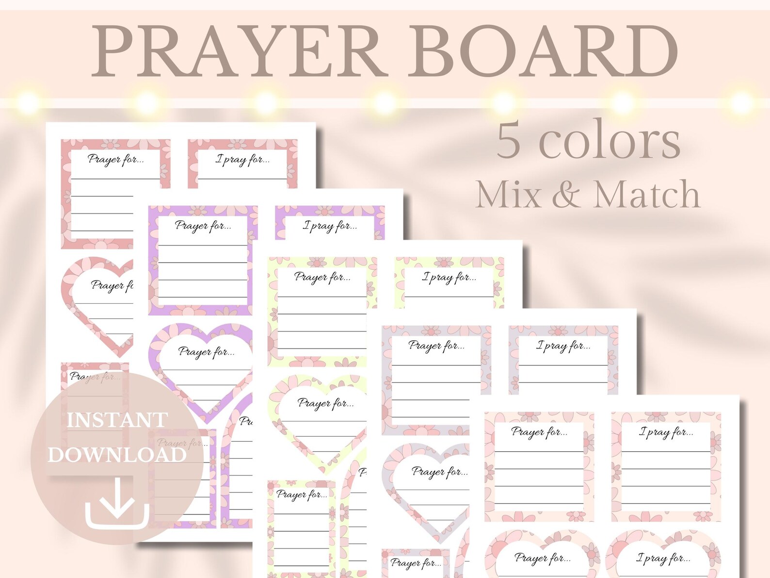 Prayer Board Kit Printable Flower Bulletin Board Kit Christian Prayer ...