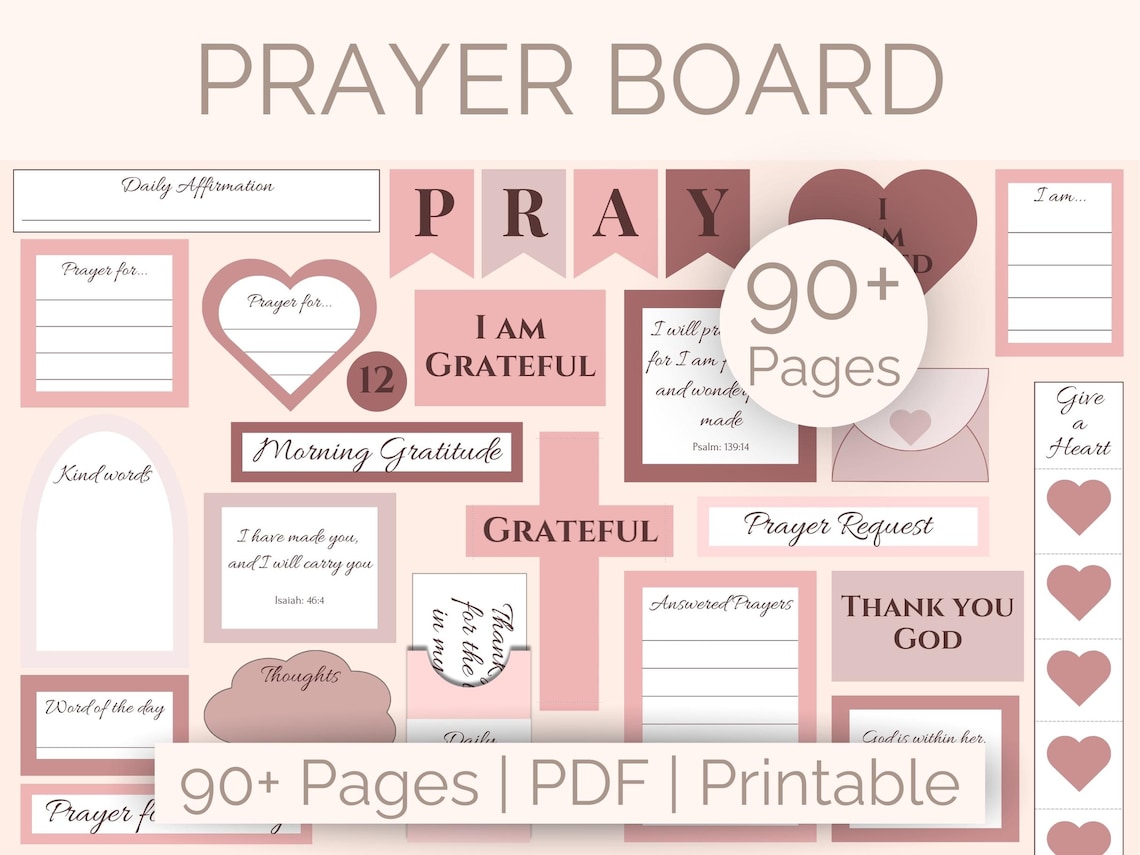 Prayer Board Kit Printable Bulletin Board Kit Pink Prayer Board ...