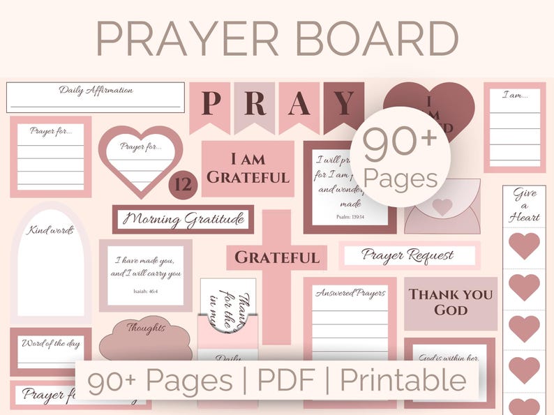 Prayer Board Kit Printable Bulletin Board Kit Pink Prayer Board ...