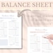 Balance Sheet Printable Bookkeeping Log Small Business Statement ...
