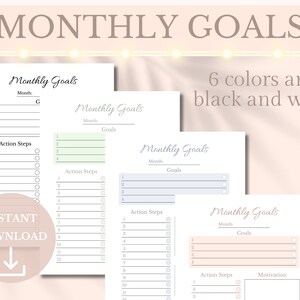 Monthly Goal Setting Printable Planner, Pink Productivity to Do List ...