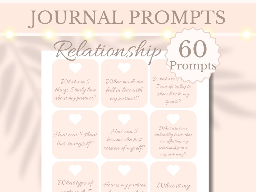 60 Journal Prompt Cards Printable Relationship Journaling Prompts Love ...