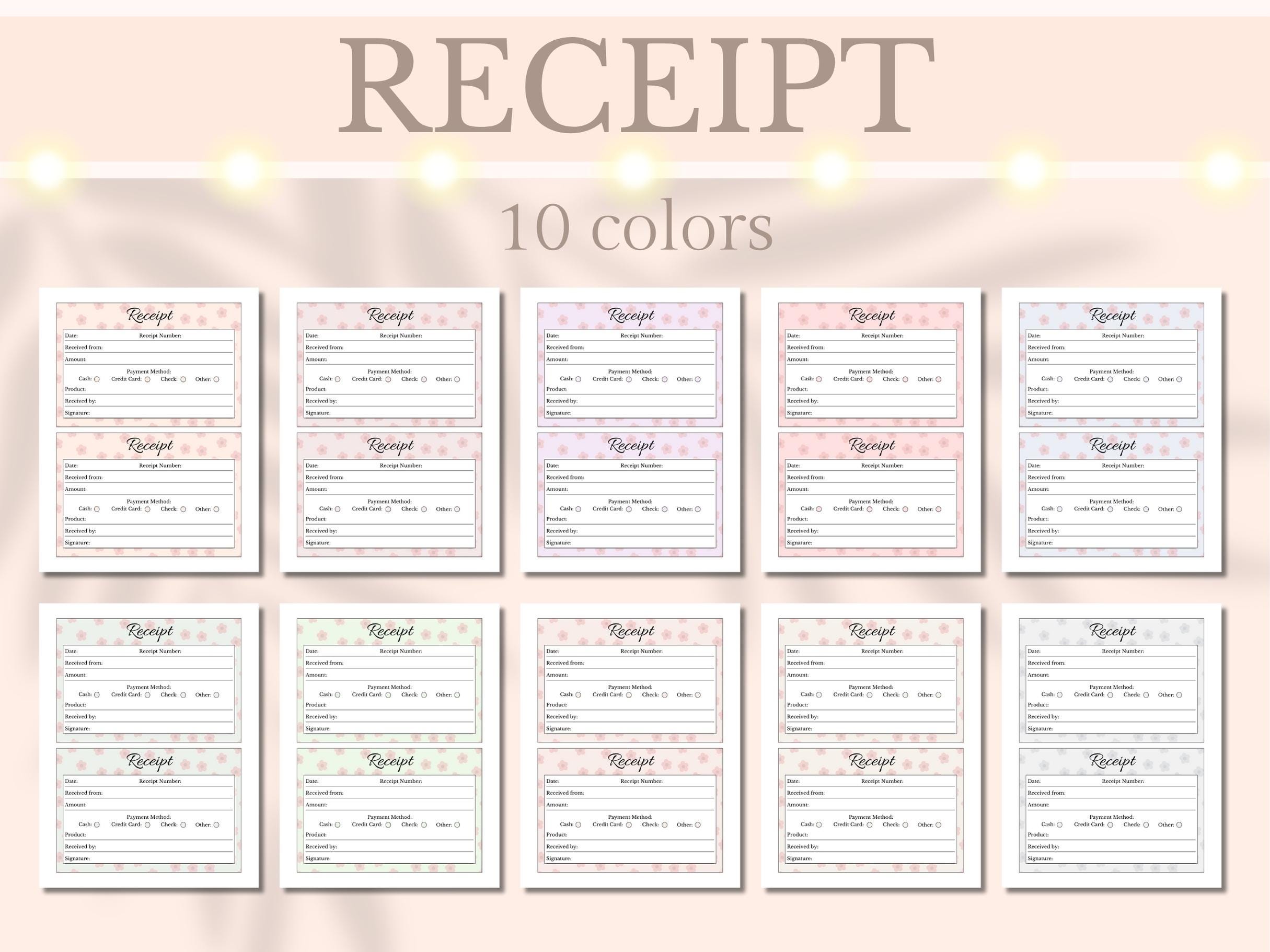 Simple Receipt Printable Customer Receipt Pink Cute Receipt for Small ...