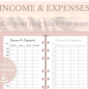 Yearly Income & Expense Tracker Printable Financial Budget Planner ...