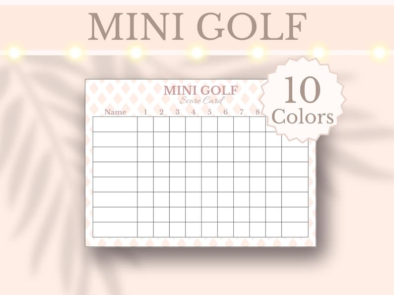 Mini Golf Score Card Printable Miniature Golf Scorecard Bachelorette ...
