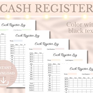 Cash Register Weekly Log Printable Drawer Till Balance Shop Closing ...
