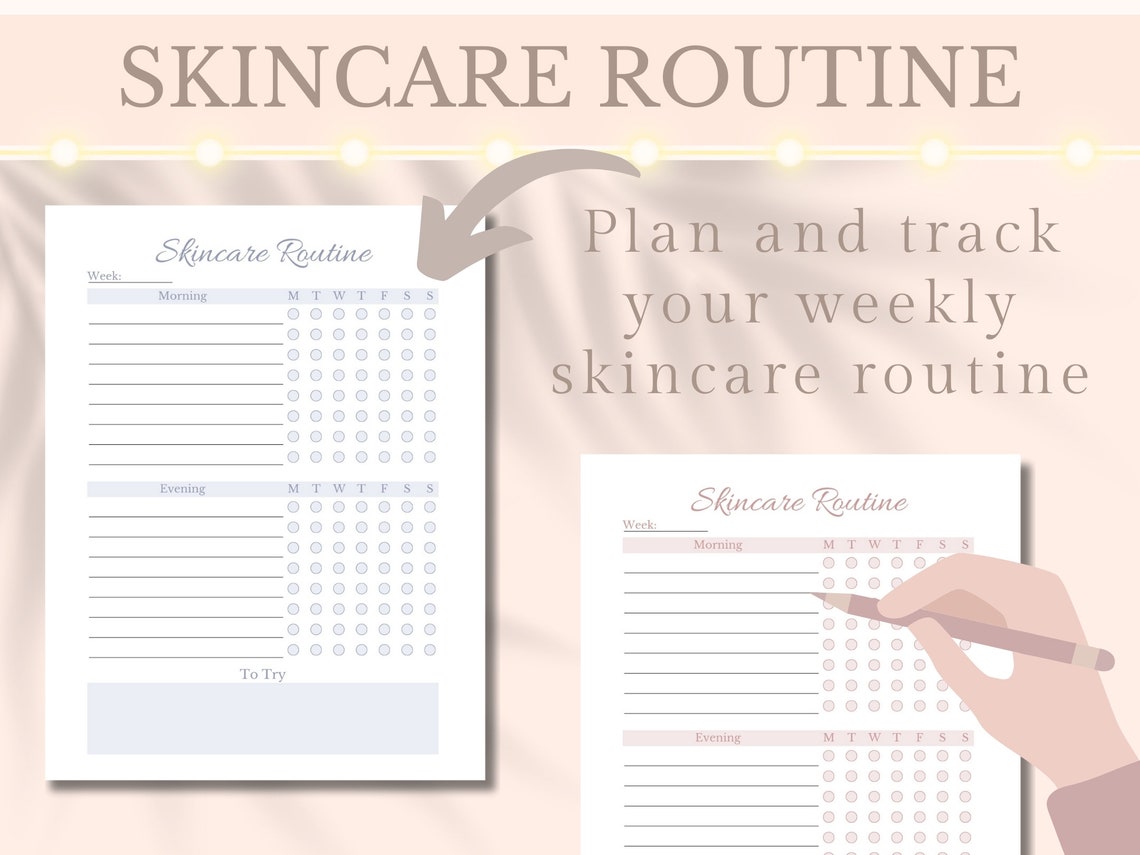 Weekly Skincare Routine Planner Printable Tracker, Pink Beauty Journal ...