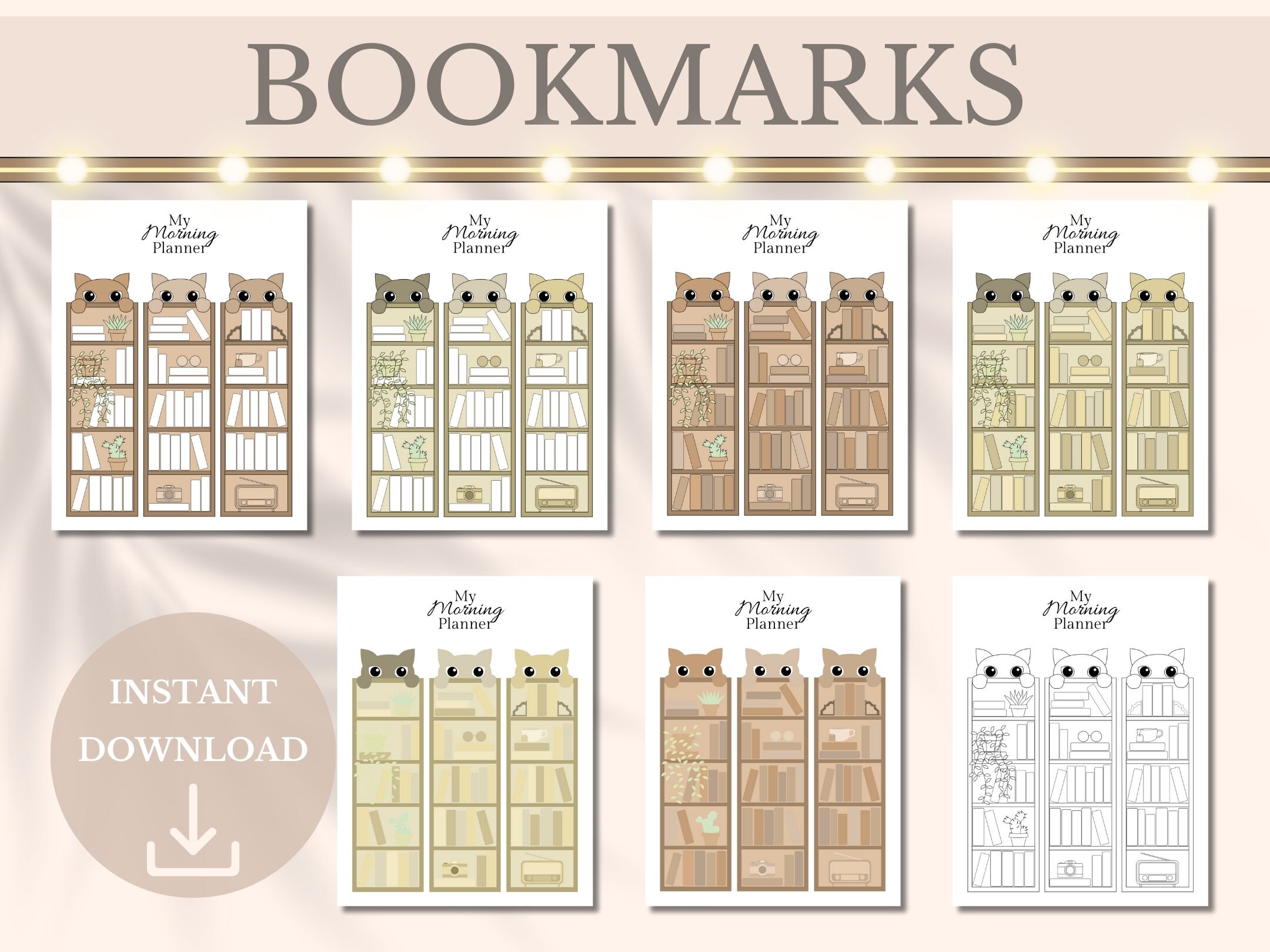 Cat Bookshelf Bookmark Reading Tracker Printable Coloring Bookmark ...