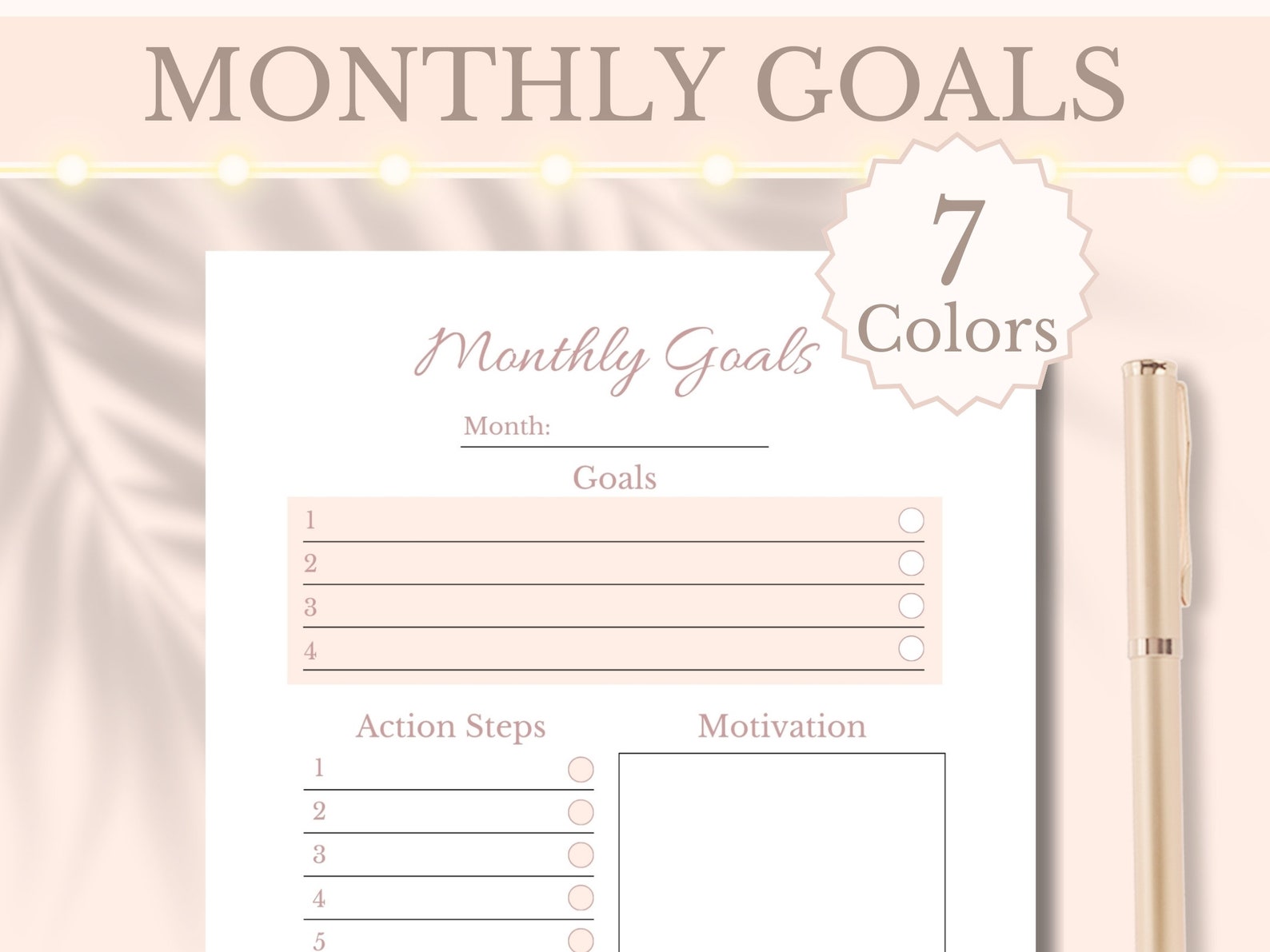Monthly Goal Setting Printable Planner, Pink Productivity to Do List ...