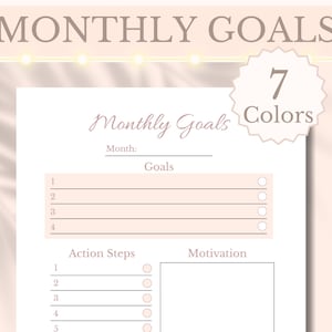 Monthly Goal Setting Printable Planner, Pink Productivity to Do List ...