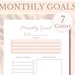 Monthly Goal Setting Printable Planner, Pink Productivity to Do List ...
