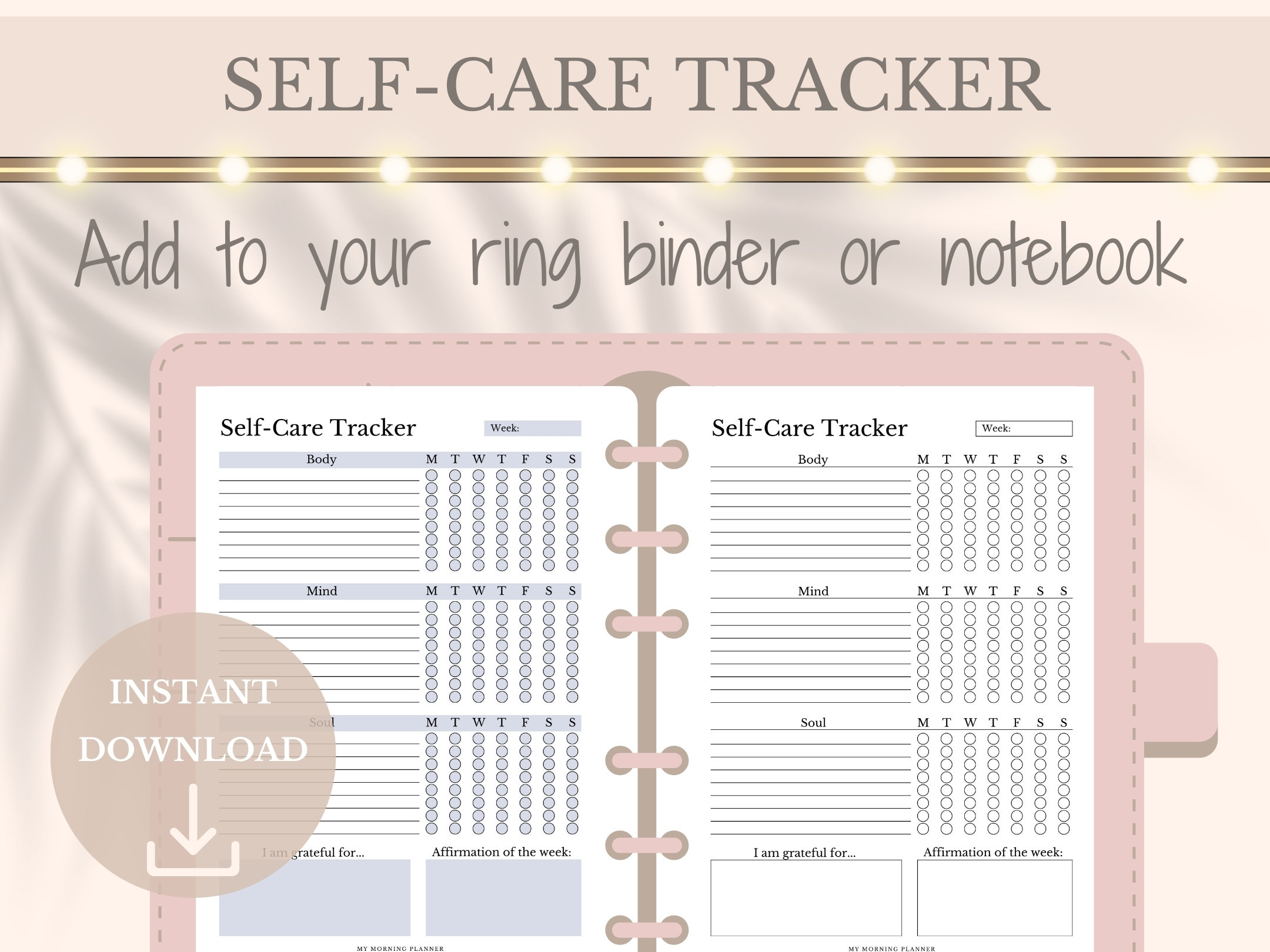 Self Care Tracker Printable Template Checklist, Weekly Selfcare Planner ...