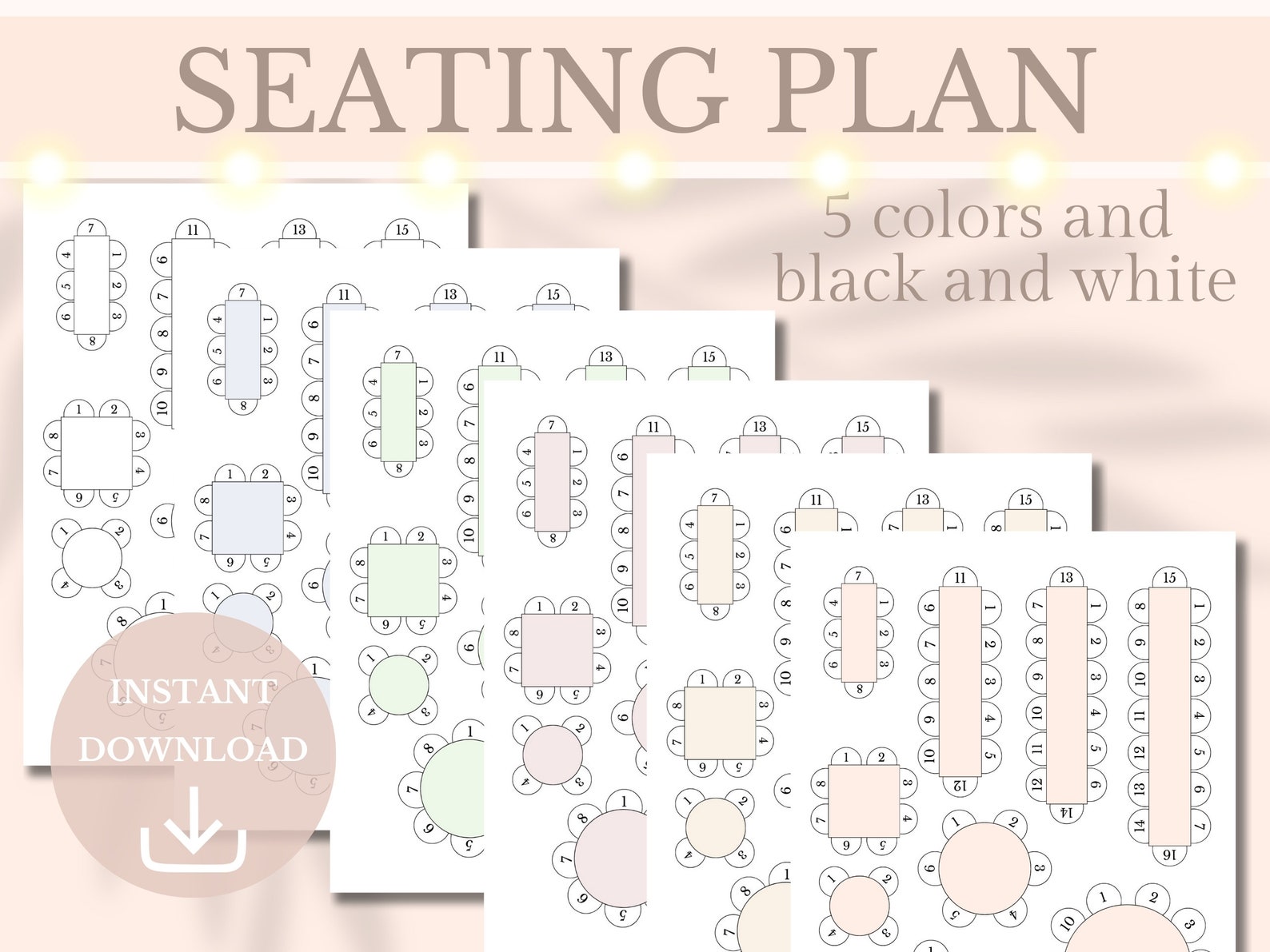Wedding DIY Table Seating Planner PRINTABLE Paper Cutouts Event ...